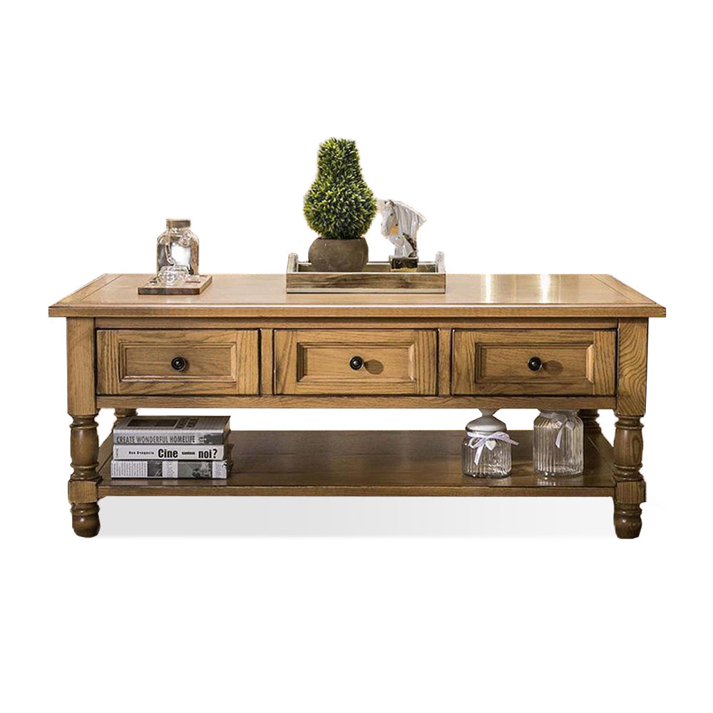 Canora Grey 51.18" Solid Wood Rectangular Coffee Table | Wayfair